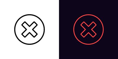 Icône De Croix De Contour Avec Contour Modifiable Signe Derreur Annulation Et Rejet Pictogramme