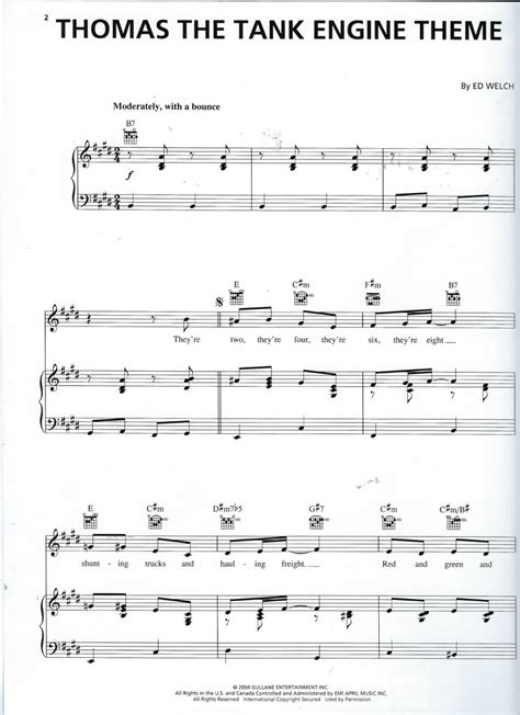 Thomas The Tank Engine Sheet Music