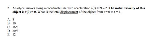 solved an object moves along a coordinate line with accel