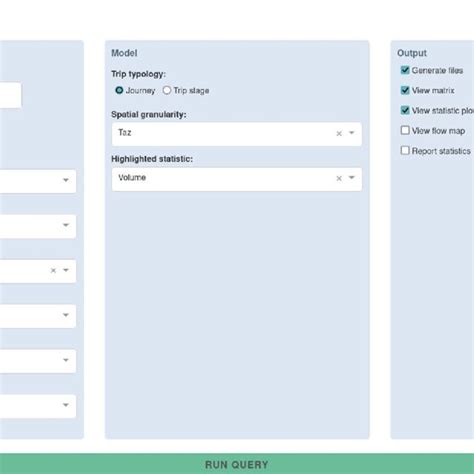dashboard responsible for modelling and parameterization of od matrices