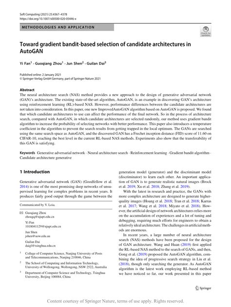 Toward Gradient Bandit Based Selection Of Candidate Architectures In