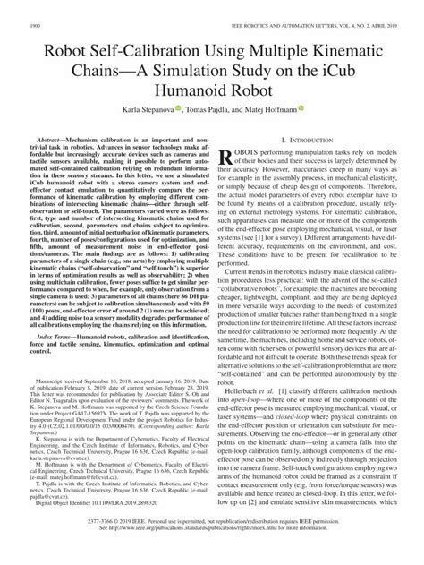 Pdf Robot Self Calibration Using Multiple Kinematic Chains—a Aag