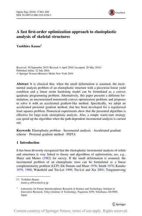 A Fast First Order Optimization Approach To Elastoplastic Analysis Of Skeletal Structures