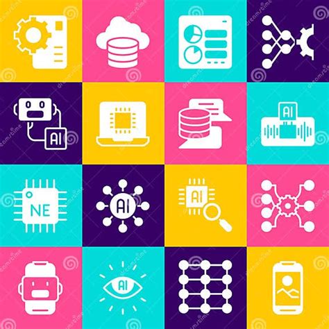 Set Mobile Phone Neural Network Artificial Intelligence Ai Computer Api Interface Processor