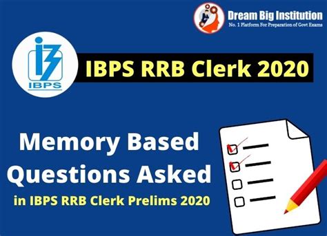 Memory Based Questions Asked In IBPS RRB Clerk Prelims 2020 Free Download
