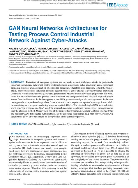 Pdf Gan Neural Networks Architectures For Testing Process Control Industrial Network Against