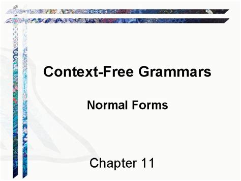 ContextFree Grammars Normal Forms Chapter Normal Forms