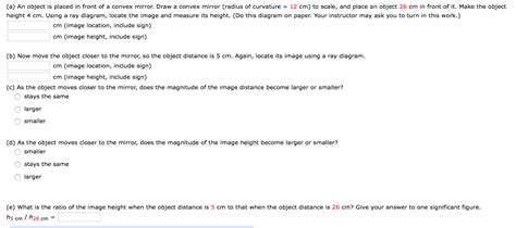Solved A An Object Is Placed In Front Of A Convex Mirror Chegg