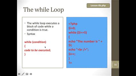 video 16 php loop from lecture note youtube