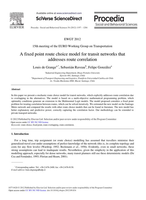 Pdf A Fixed Point Route Choice Model For Transit Networks That Addresses Route Correlation