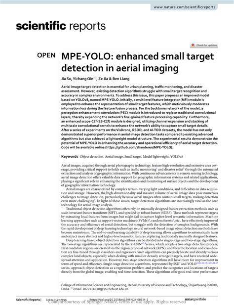 Pdf Mpe Yolo Enhanced Small Target Detection In Aerial Imaging