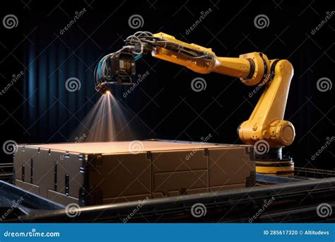 Automated Robotic Arm Gripping A Container Box Stock Illustration Illustration Of Machinery