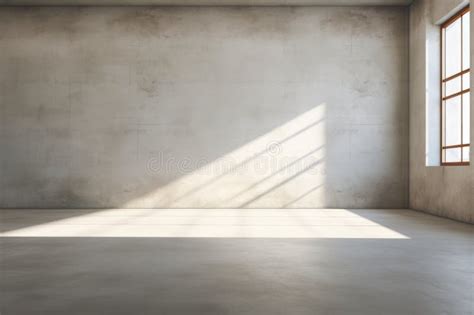 An Empty Room Featuring A Large Window And A Concrete Wall Ideal For Interior Design Concepts