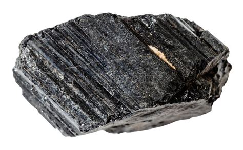 Raw Black Tourmaline Schorl Mineral Isolated Stock Image Image Of