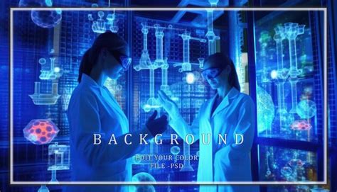 Scientists In Lab With Holographic Projections Premium Ai Generated Psd