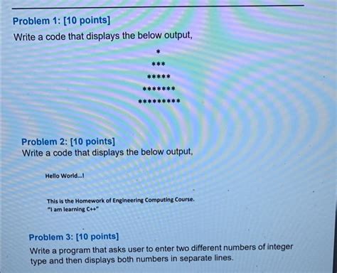 solved problem 1 [10 points] write a code that displays the