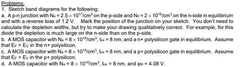 Solved Problems 1 Sketch Band Diagrams For The Following Chegg Com