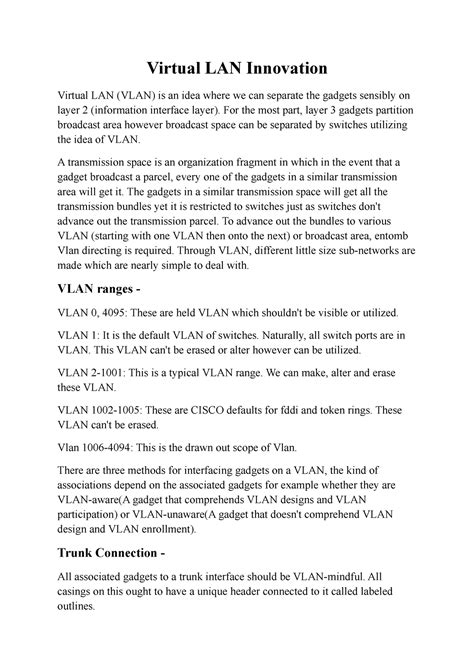 Virtual LAN Innovation Virtual LAN Innovation Virtual LAN VLAN Is An Idea Where We Can