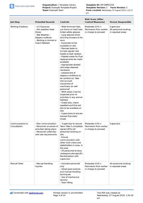 Tree Surgery Method Statement Template Aslbooth
