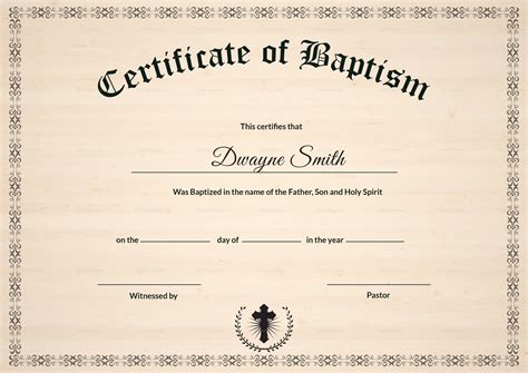 Baptism Certificate Template Free