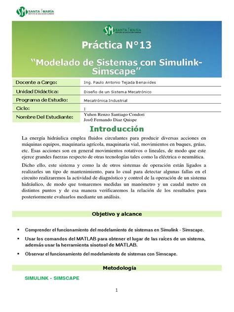 Gp13 Modelado De Sistemas Con Simulink Simscape Pdf Electricidad