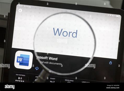 Ostersund Sweden Sep 16 2022 Microsoft Word App Under A Magnifying Glass Microsoft Word Is