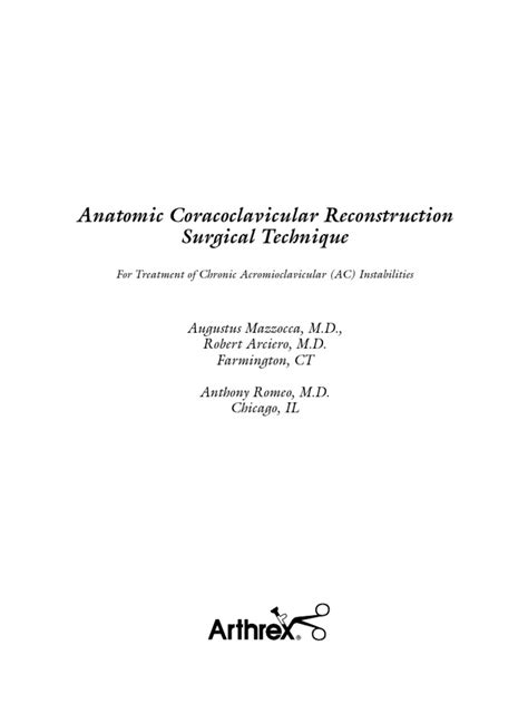 Anatomic Coracoclavicular Reconstruction For Treatment Of Chronic Acromioclavicular Ac