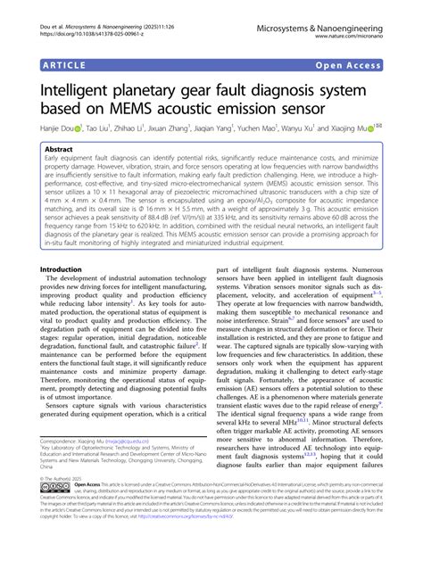 pdf intelligent planetary gear fault diagnosis system based on mems