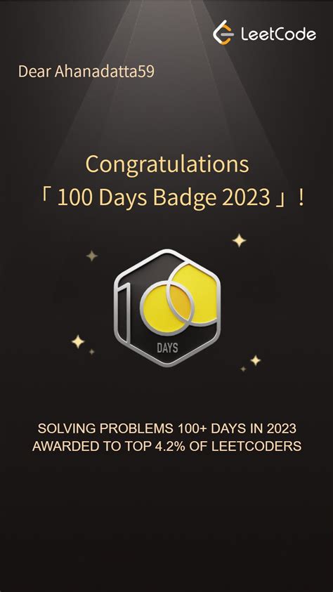 Finished The 100 Day Leetcode Badge 🚀 Mastering Coding One Day At A