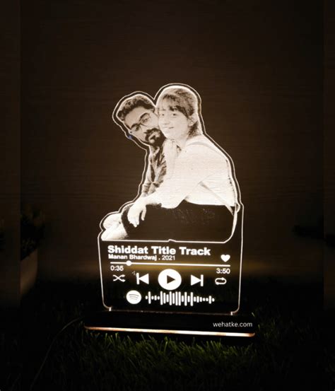 Customized Spotify Plaque With Photo Engrave Scannable Musical Plaque With Led Light Wehatke