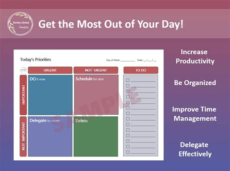 Printable Priority Matrix With To Do List Eisenhower Decision Making Matrix For Time Management
