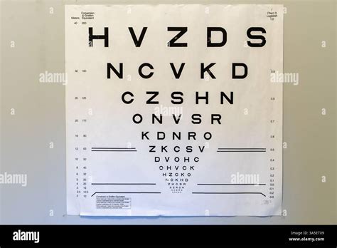 A Standard Eye Chart Used To Measure Visual Acuity With Rows Of