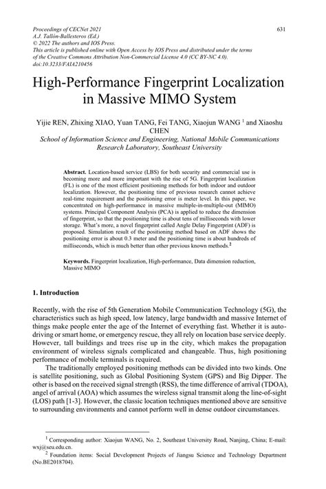 Pdf High Performance Fingerprint Localization In Massive Mimo System