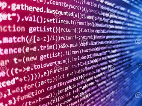 Computer Digital Background Programming Text On Dark Screen Code Of Javascript Language On