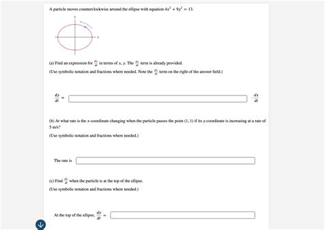 solved a particle moves counterclockwise around the ellipse