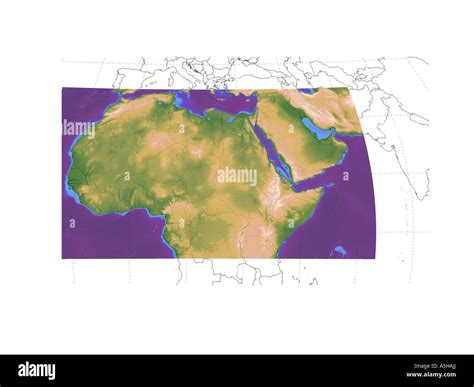 North Africa Red Sea Saudi Arabia Topographic Map Globe Region Stock