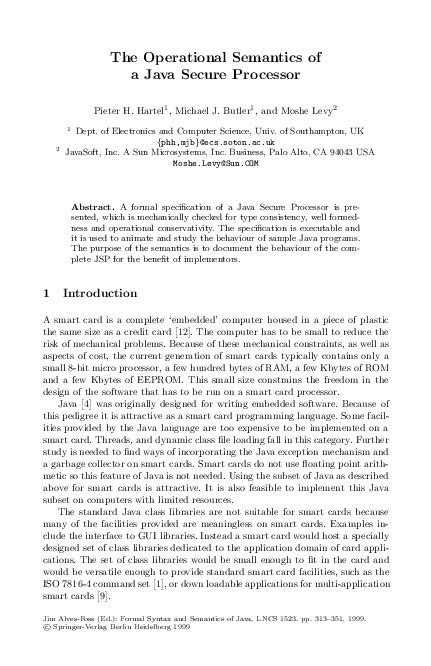 pdf the operational semantics of a java secure processor