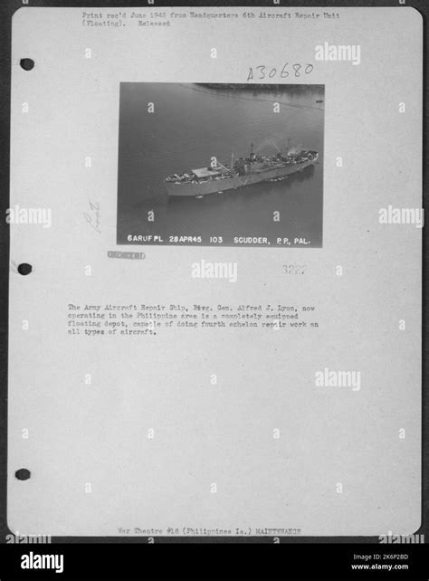 The Army Aircraft Repair Ship Brig Gen Alfred J Lyon Now Operating In The Philippine Area