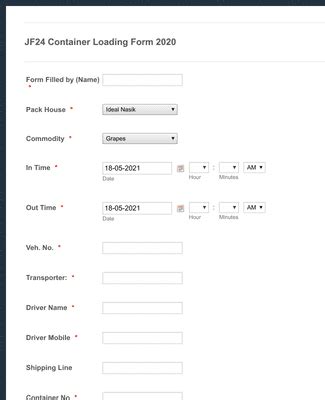 Container Loading Track Form Template Jotform