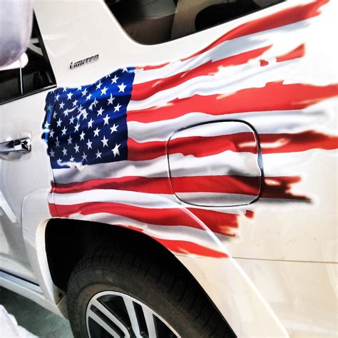 Tattered American Flag Car Graphic Both Sides Available Patriotic