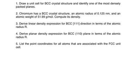 solved 4 derive planar density expression for bcc 110