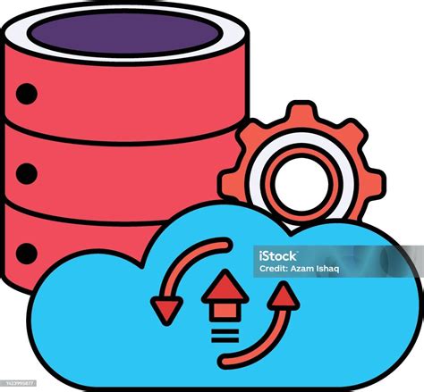 클라우드 기반 데이터 웨어하우스 개념 관리되는 서비스 벡터 아이콘 디자인으로 저장된 데이터베이스 클라우드 처리 기호 컴퓨팅