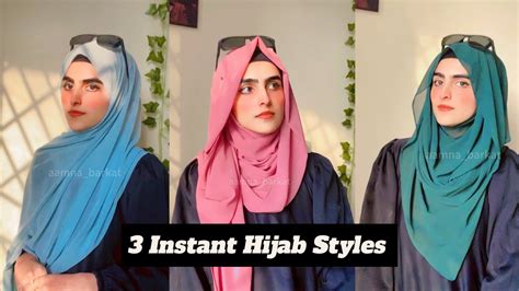 3 Instant/Ready & Full Coverage Hijab Tutorial| easy jorjet hijab styles | Chiffon Hijab ...