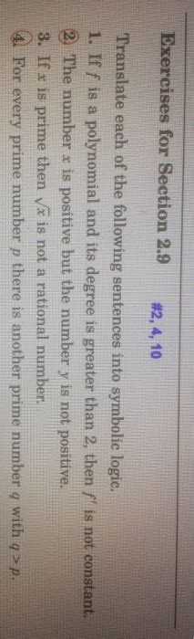 Solved Exercises For Section Translate Each Of Chegg Com