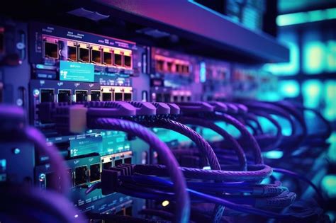 Premium Ai Image Network Switch And Ethernet Cables In Data Center 3d