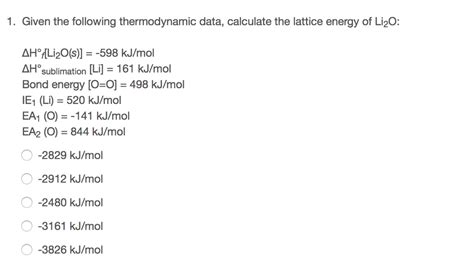 Solved Given The Following Thermodynamic Data Calculate Chegg