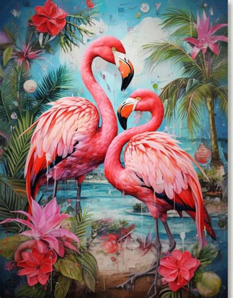 Tropical Flamingo Drawing Flamingo And Flower Art