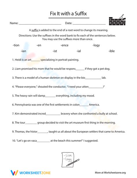 Fix It With A Suffix Worksheet