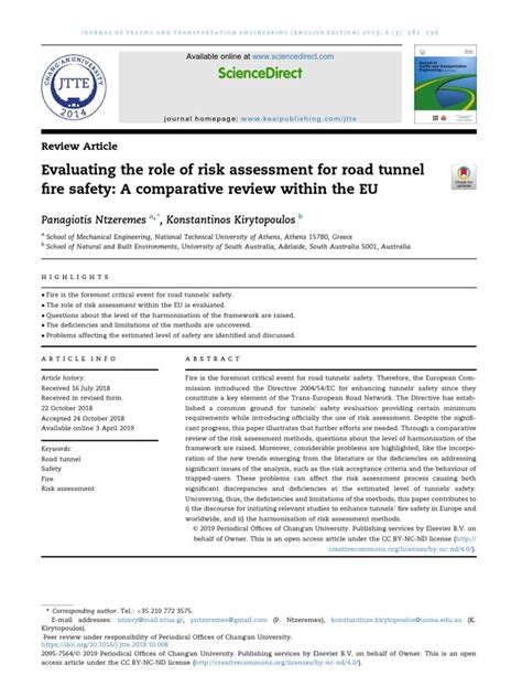 Evaluating The Role Of Risk Assessment For Road Tunnel Fire Safety A Comparative Review Within