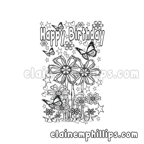 Happy Birthday Flower Coloring Card